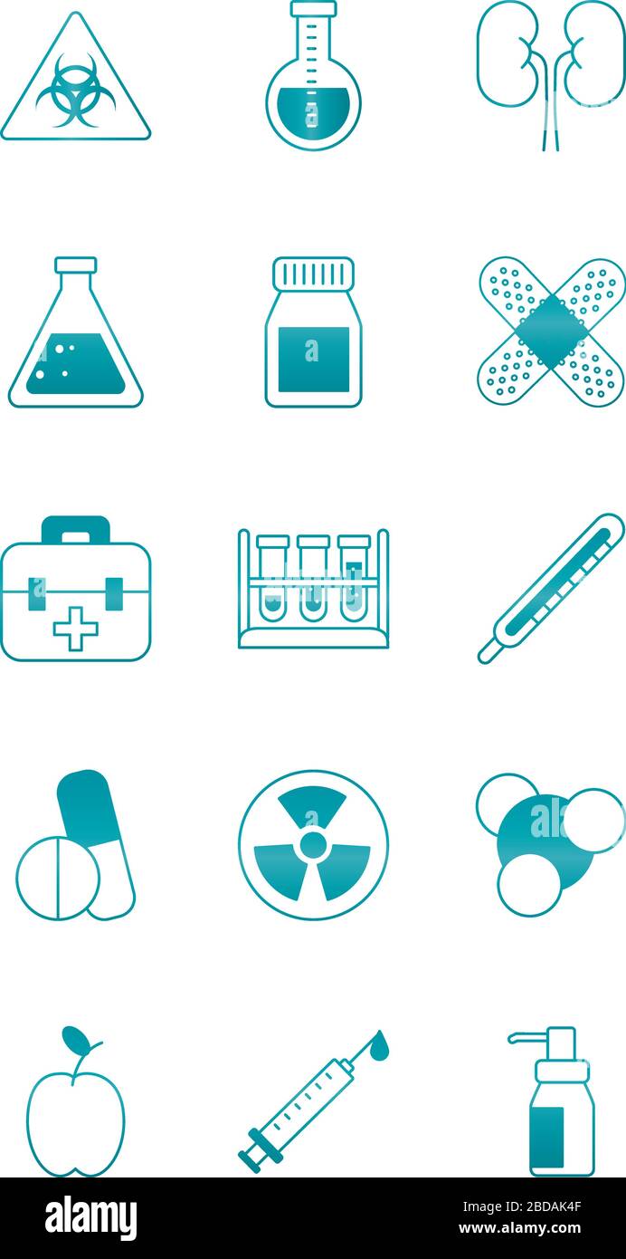 nuclear symbol and science and investigation icon set over white ...