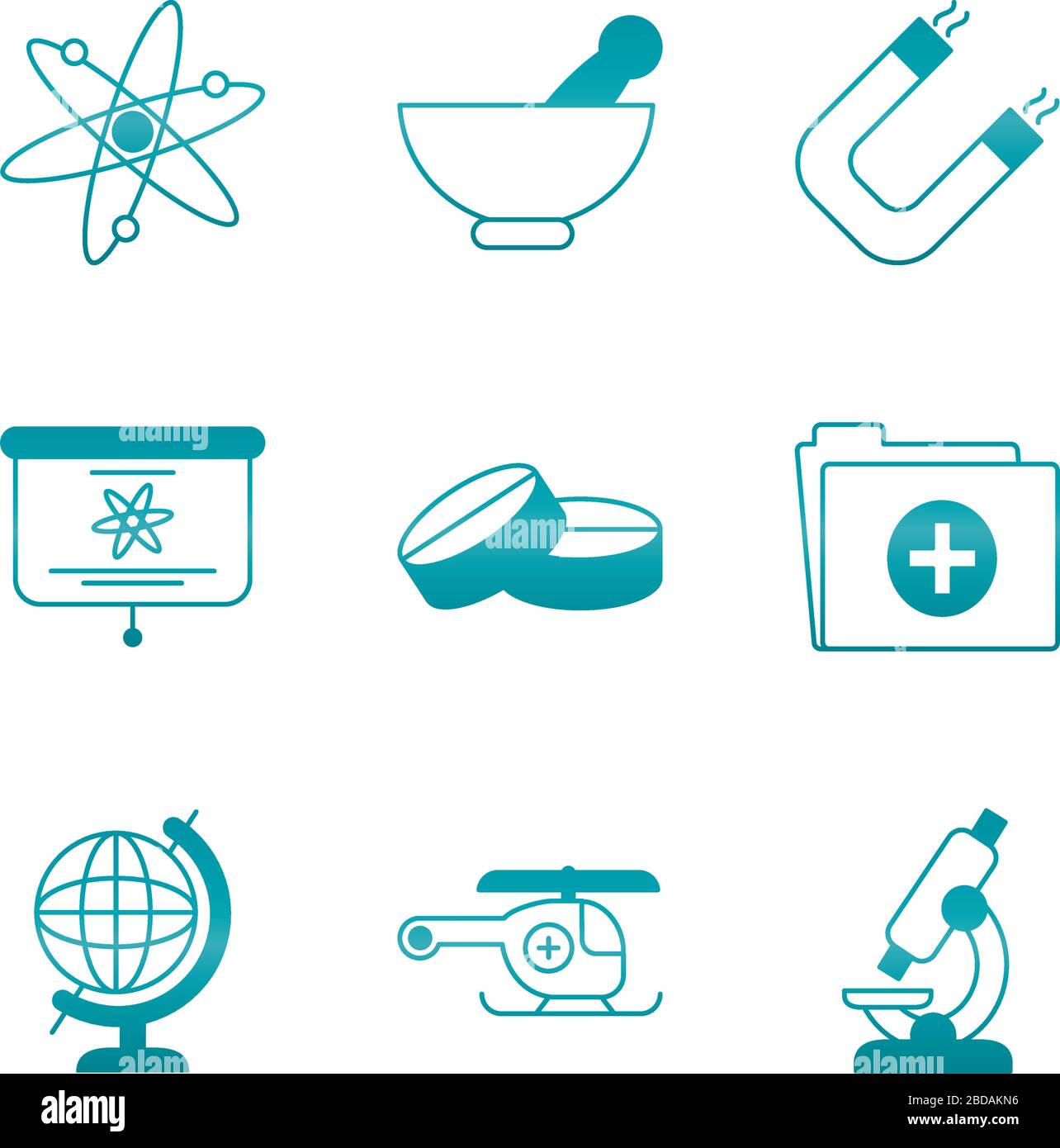 atom and science and investigation icon set over white background ...