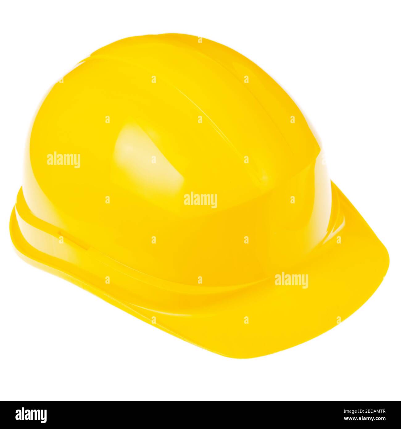 Yellow plastic hard hat isolated on white background. Safe labor ...