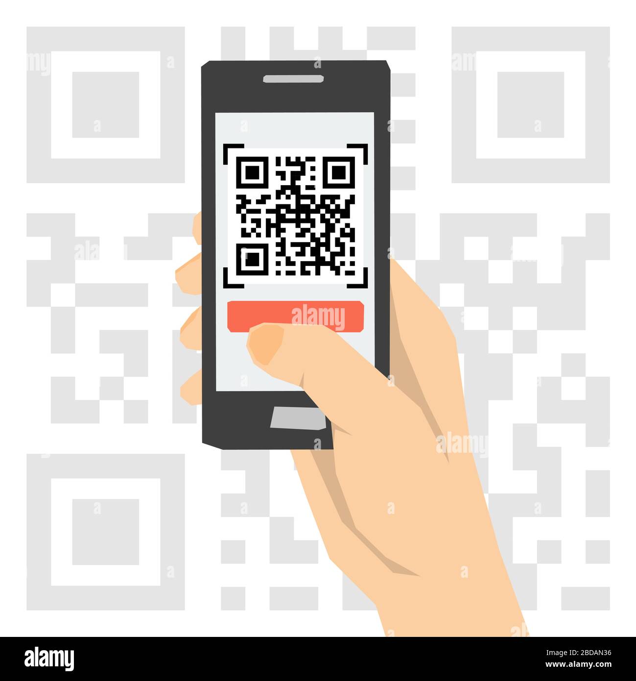 QR code scanning - hand with phone Stock Vector Image & Art - Alamy