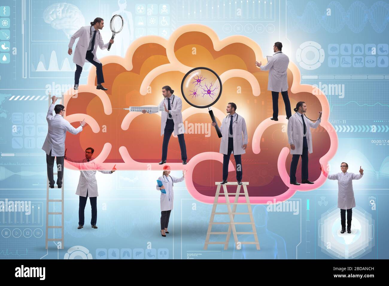 The team of doctors examining the human brain Stock Photo - Alamy