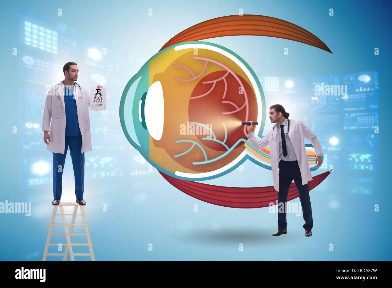 Doctor examining eye in medical concept Stock Photo - Alamy