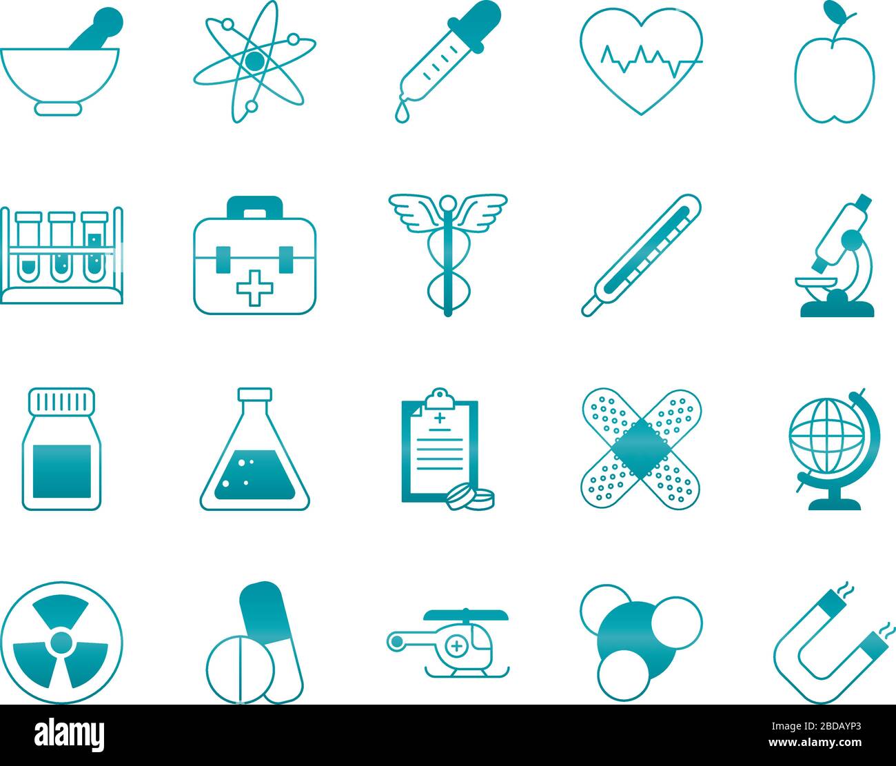 chemical flasks and medical, science and investigation icon set over ...