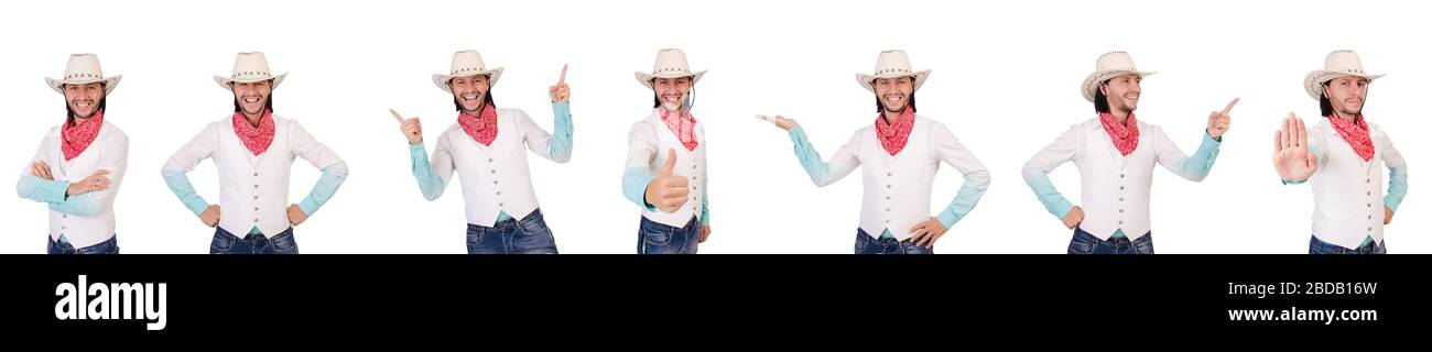 The cowboy isolated on the white background Stock Photo - Alamy