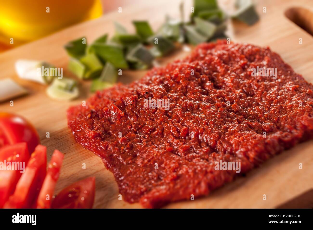 uncooked marinated meat and steak Stock Photo - Alamy