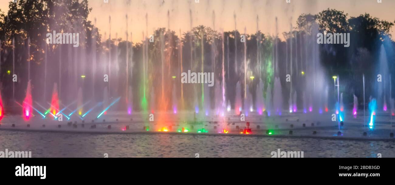 Fountain at Centennial Hall in Wroclaw, Poland multimedia laser ...