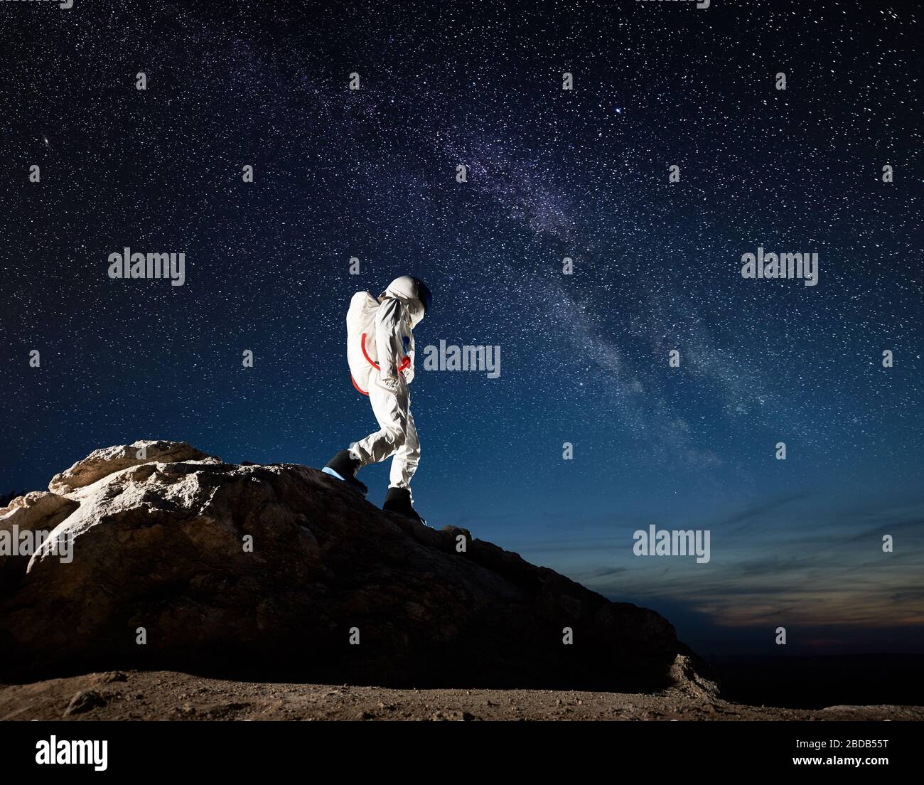 American Astronaut Spaceship Galaxy Stars