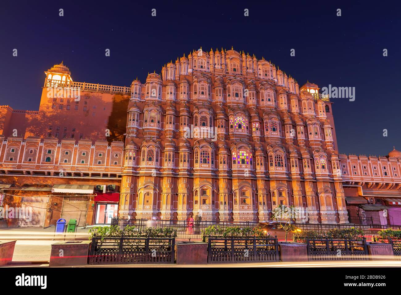 Famous Hawa Mahal Palace night view, Jaipur, India Stock Photo - Alamy