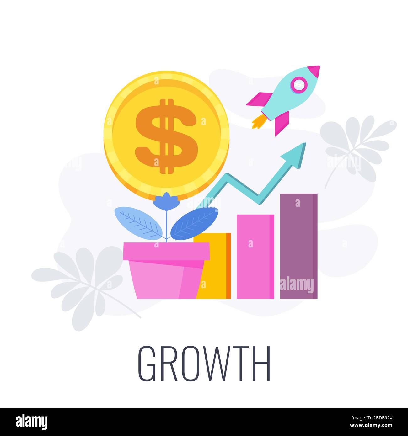 Growth infographics pictogram. Dollar coin like a potted plant Stock ...