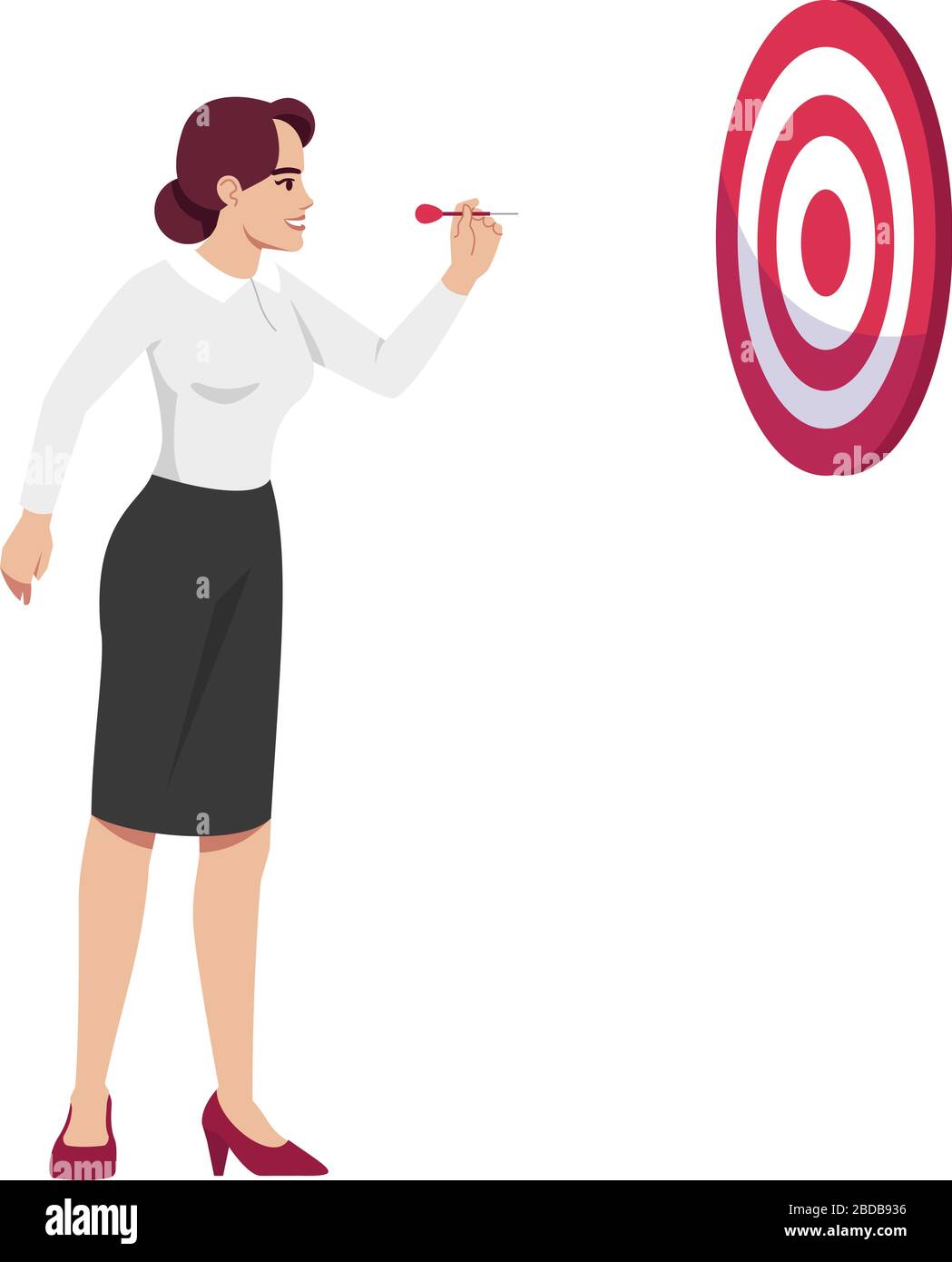 Ambitious woman setting goals semi flat RGB color vector illustration ...