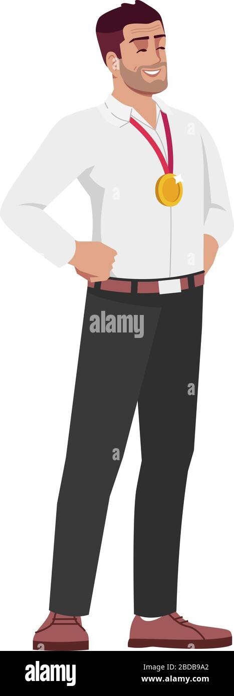Employee reward semi flat RGB color vector illustration. Office worker ...