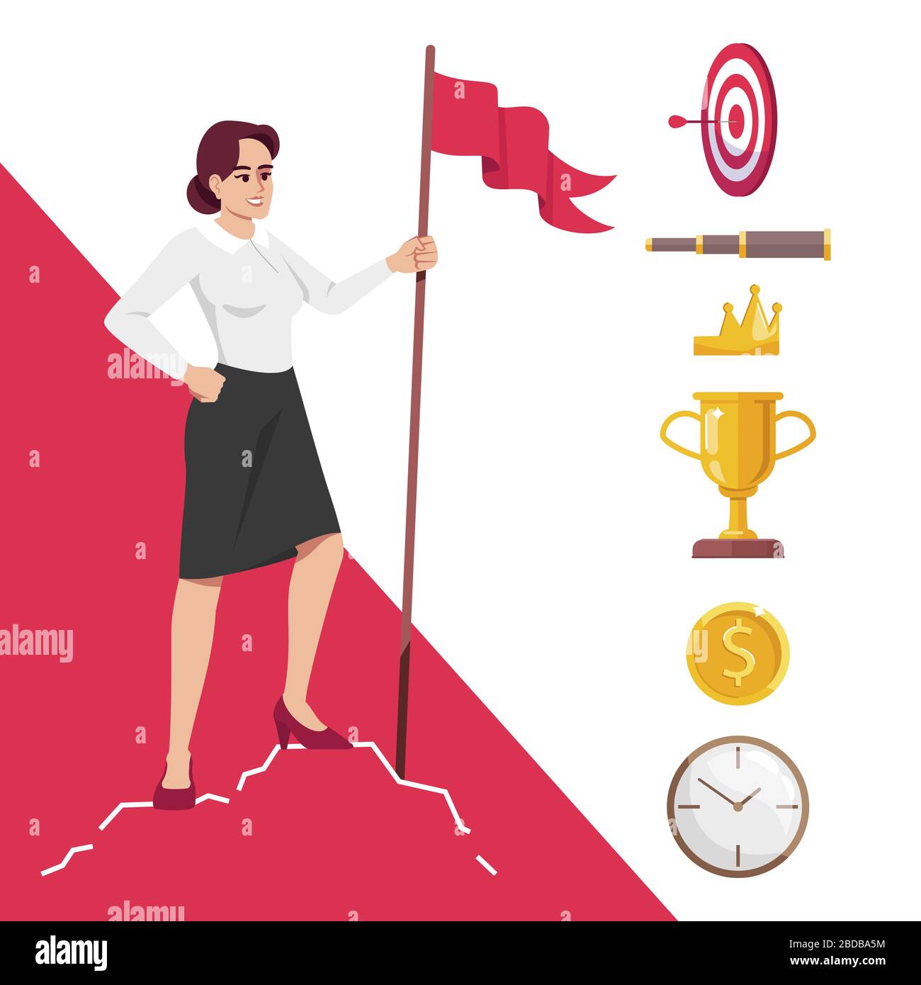 Female leadership semi flat RGB color vector illustration. Successful ...