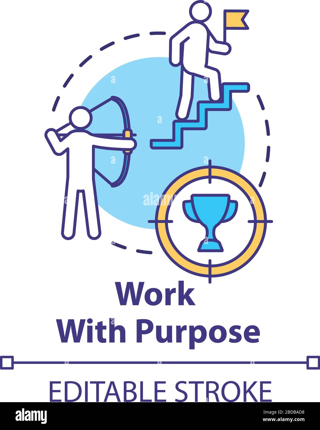 Work with purpose concept icon. Corporate labor. Employee ambition ...