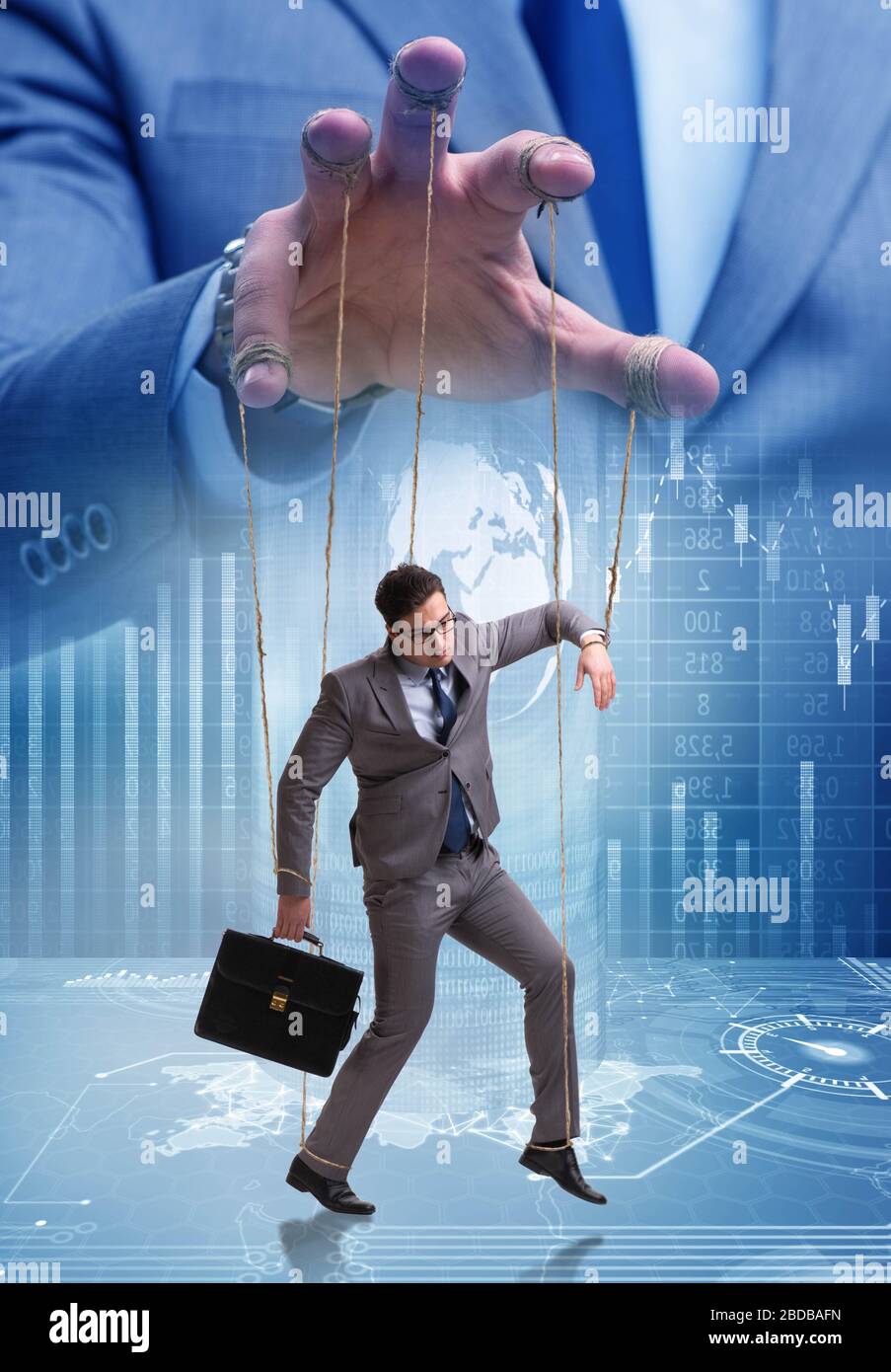The businessman puppet being manipulated by boss Stock Photo - Alamy