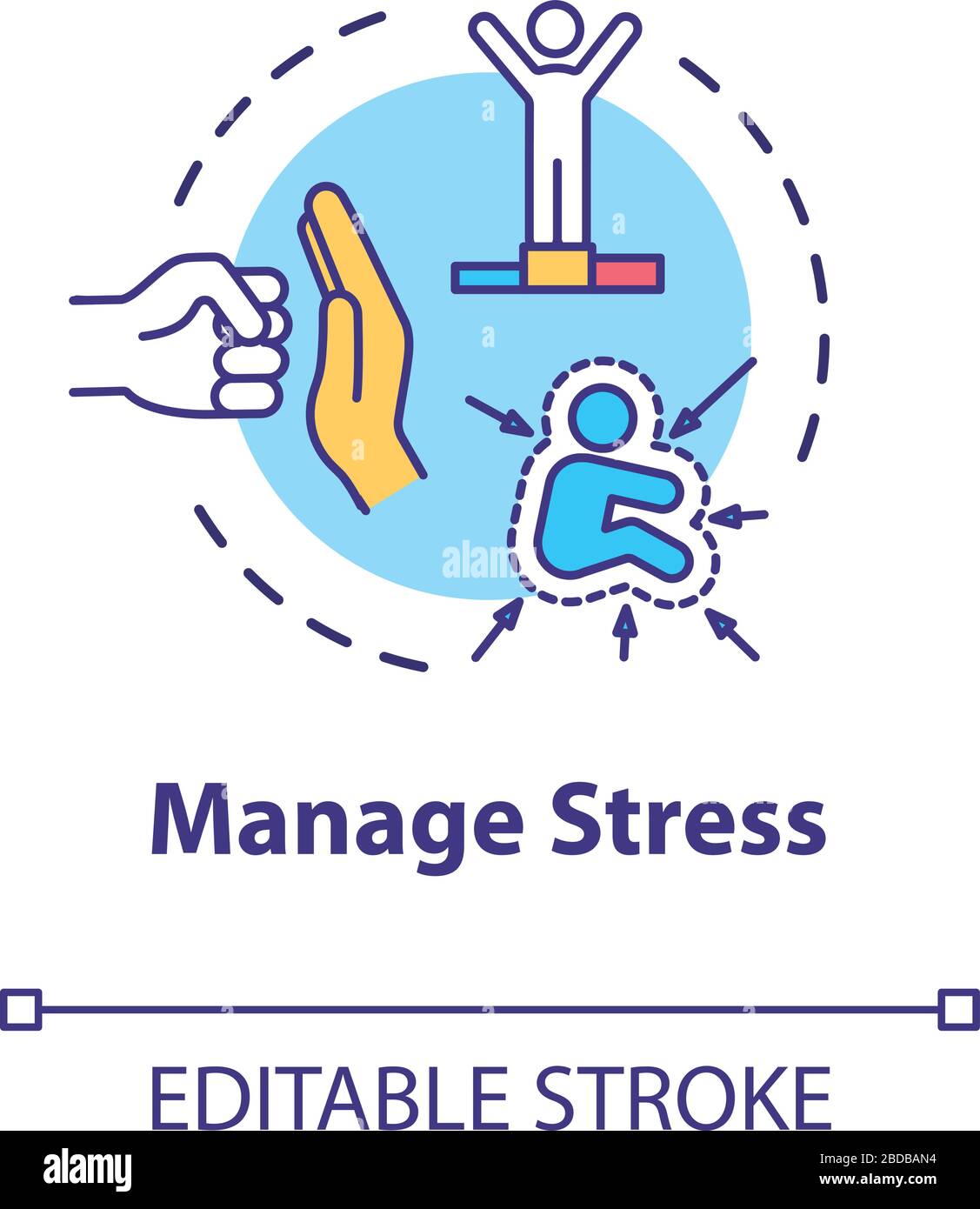 Manage stress concept icon. Psychological well being. Concentration ...