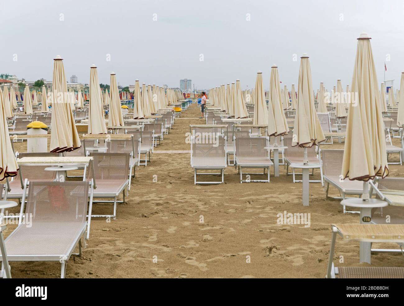 empty beach in Cervia, Adriatic riviera, Emilia Romagna, Italy Stock ...