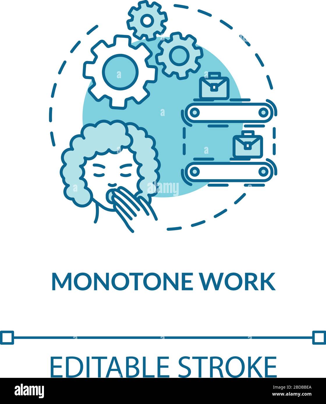 Monotone work turquoise concept icon. Problem with occupation. Boring ...