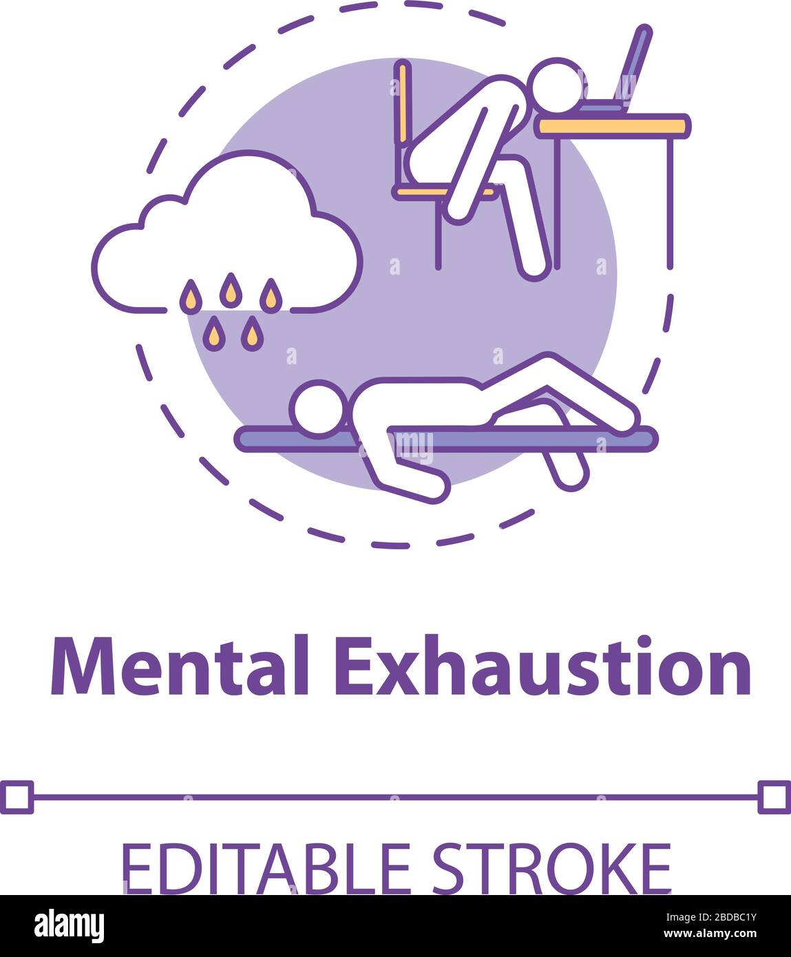 Mental exhaustion concept icon. Psychological crisis. Emotional problem ...