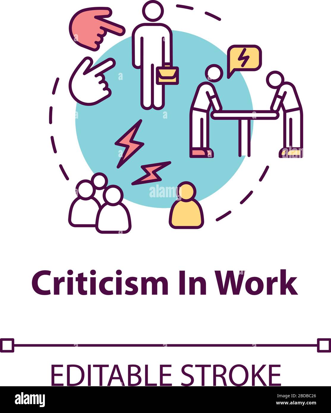 Criticism in work concept icon. Negative feedback. Toxic situation ...