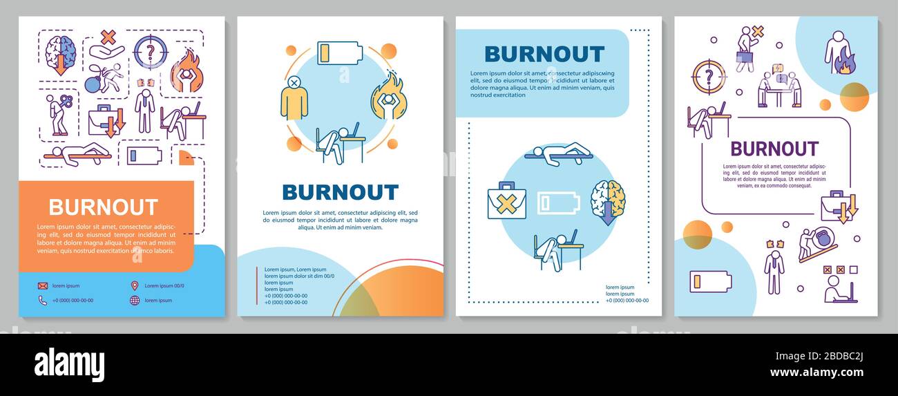 Burnout brochure template. Life and work balance. Depression. Flyer ...