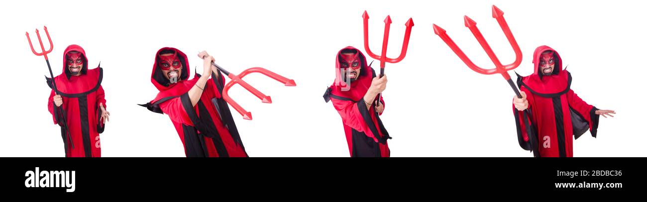 The man devil in red costume Stock Photo - Alamy