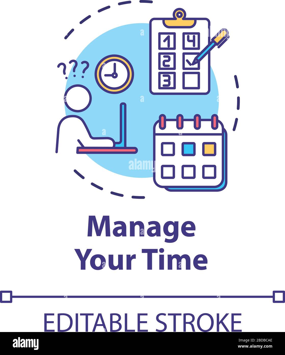 Manage your time concept icon. Demanding labor. Control project ...