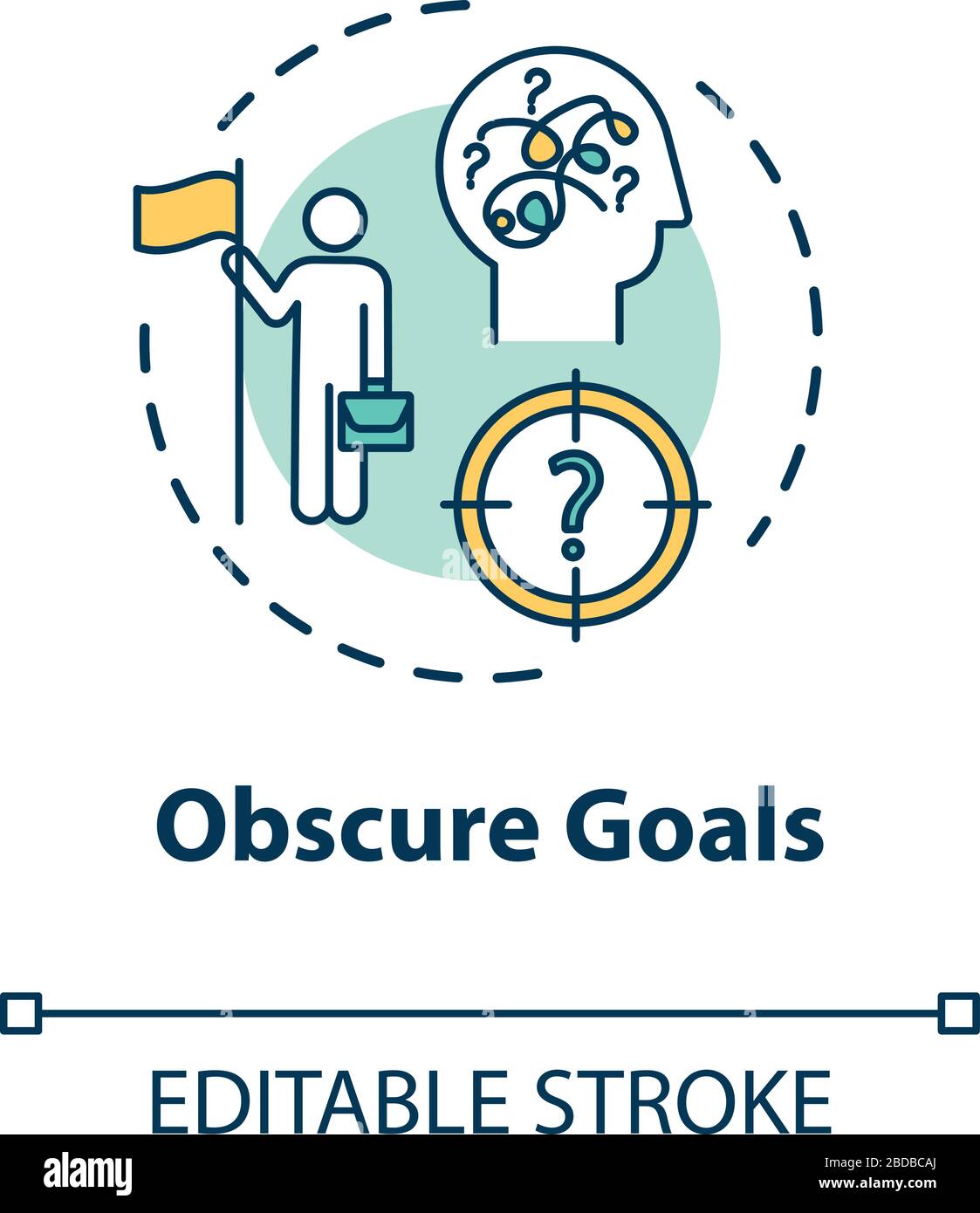 Obscure goals concept icon. Chaos in direction. Complicated task ...