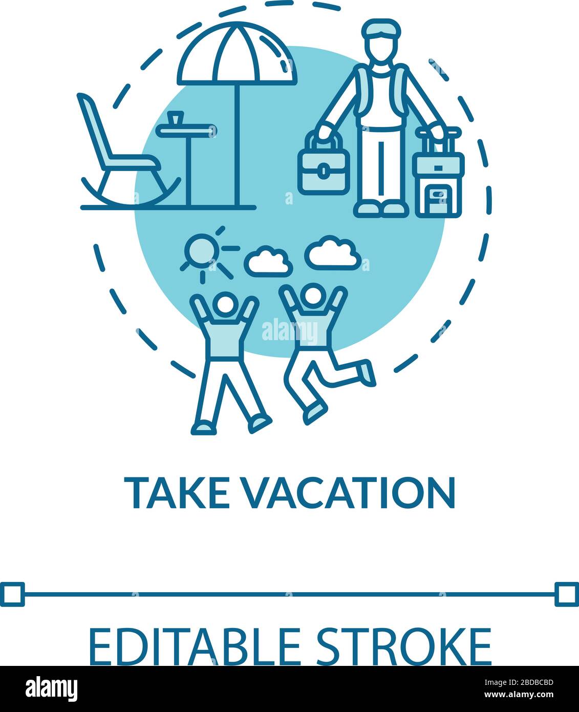 Take vacation turquoise concept icon. Unplug on weekend. Rest from work ...