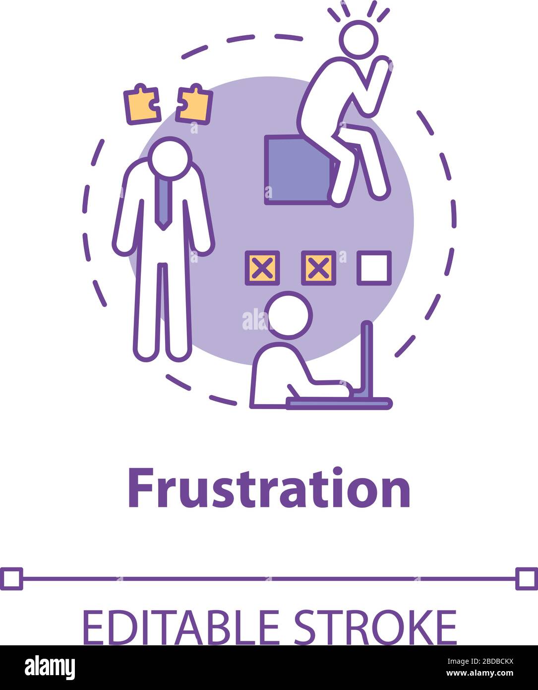 Frustration concept icon. Breakdown at work. Nervous worker with ... Frustration concept icon. Breakdown at work. Nervous worker with ...