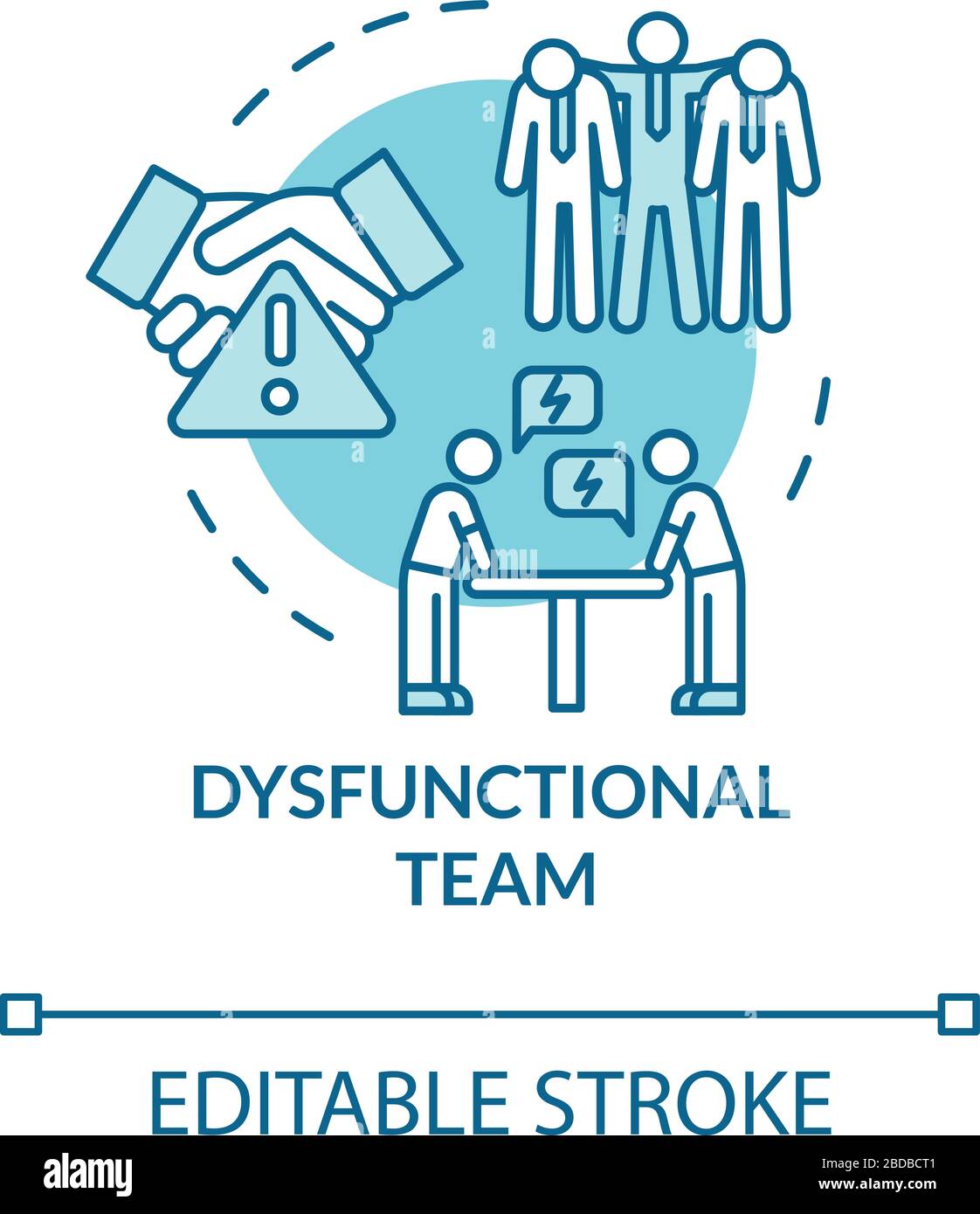 Dysfunctional team turquoise concept icon. Quarrel at work ...