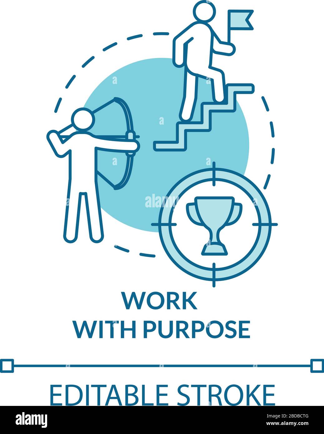 Work with purpose turquoise concept icon. Marketing plan. Motivation ...