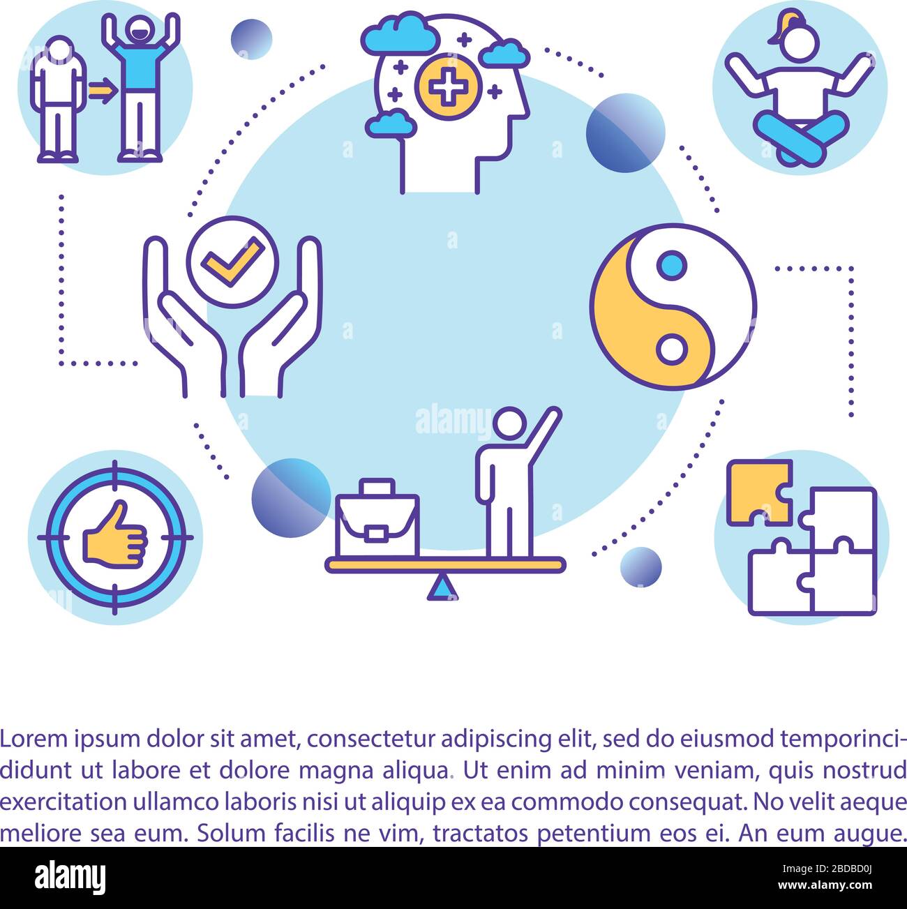 Positive thinking concept icon with text. Mindfulness. Life balance ...