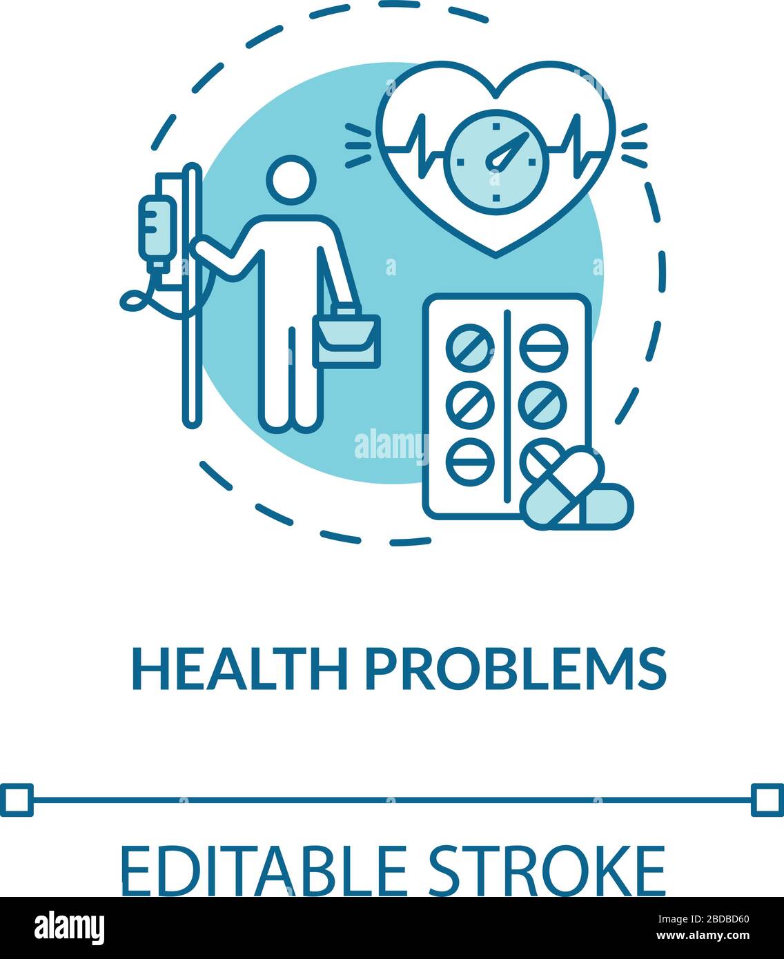 Health problems turquoise concept icon. Heart problems. Hospital ...