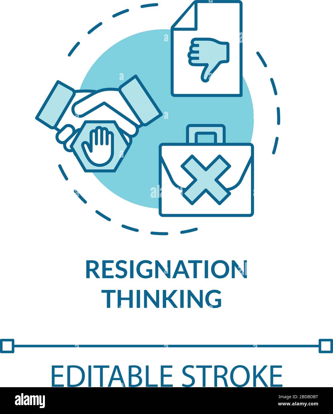 Resignation thinking turquoise concept icon. Quit firm. Dismissed from ...