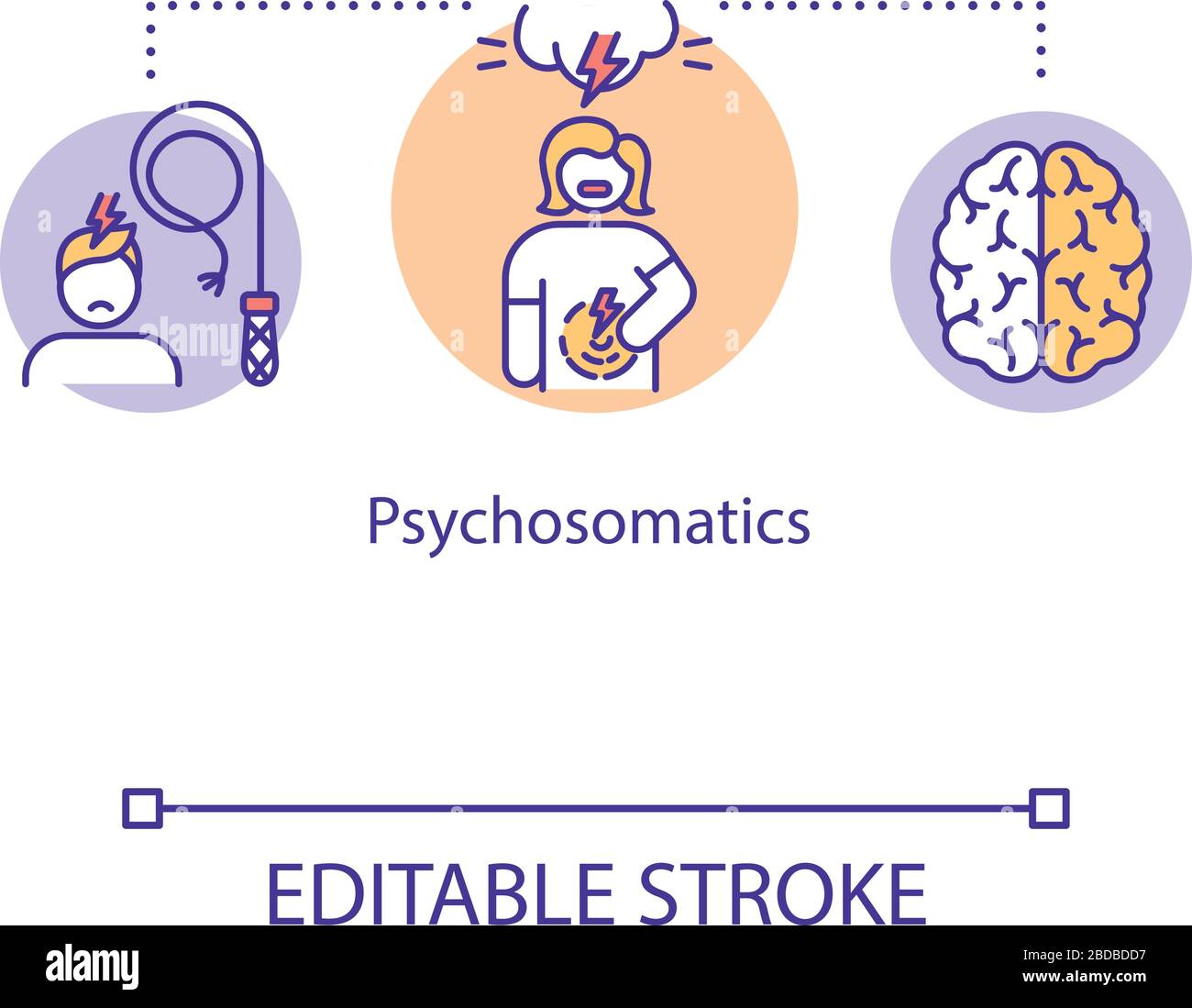 Psychosomatics concept icon. Mind and body relationship idea thin line ...