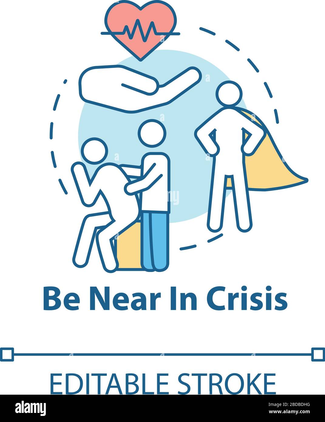 Be near in crisis concept icon. Friend difficult times and troubles ...