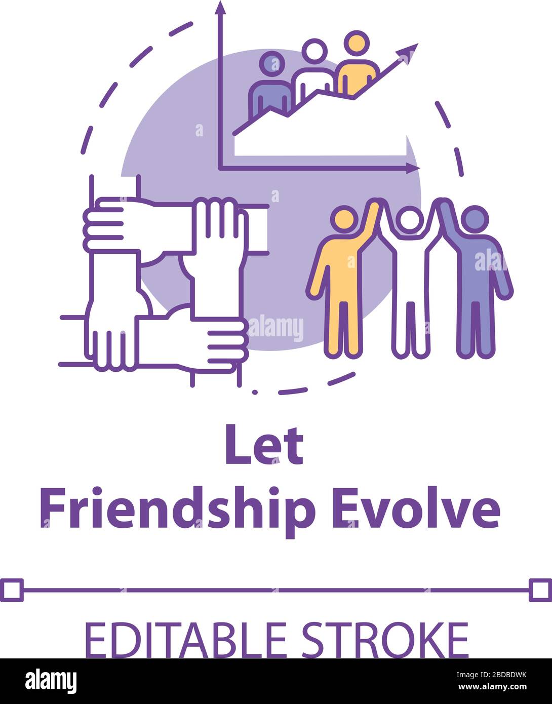 Let friendship evolve concept icon. Social interactions, communication ...
