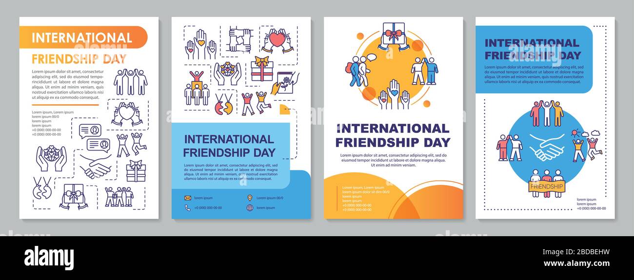 International friendship day brochure template. Friendly community ...