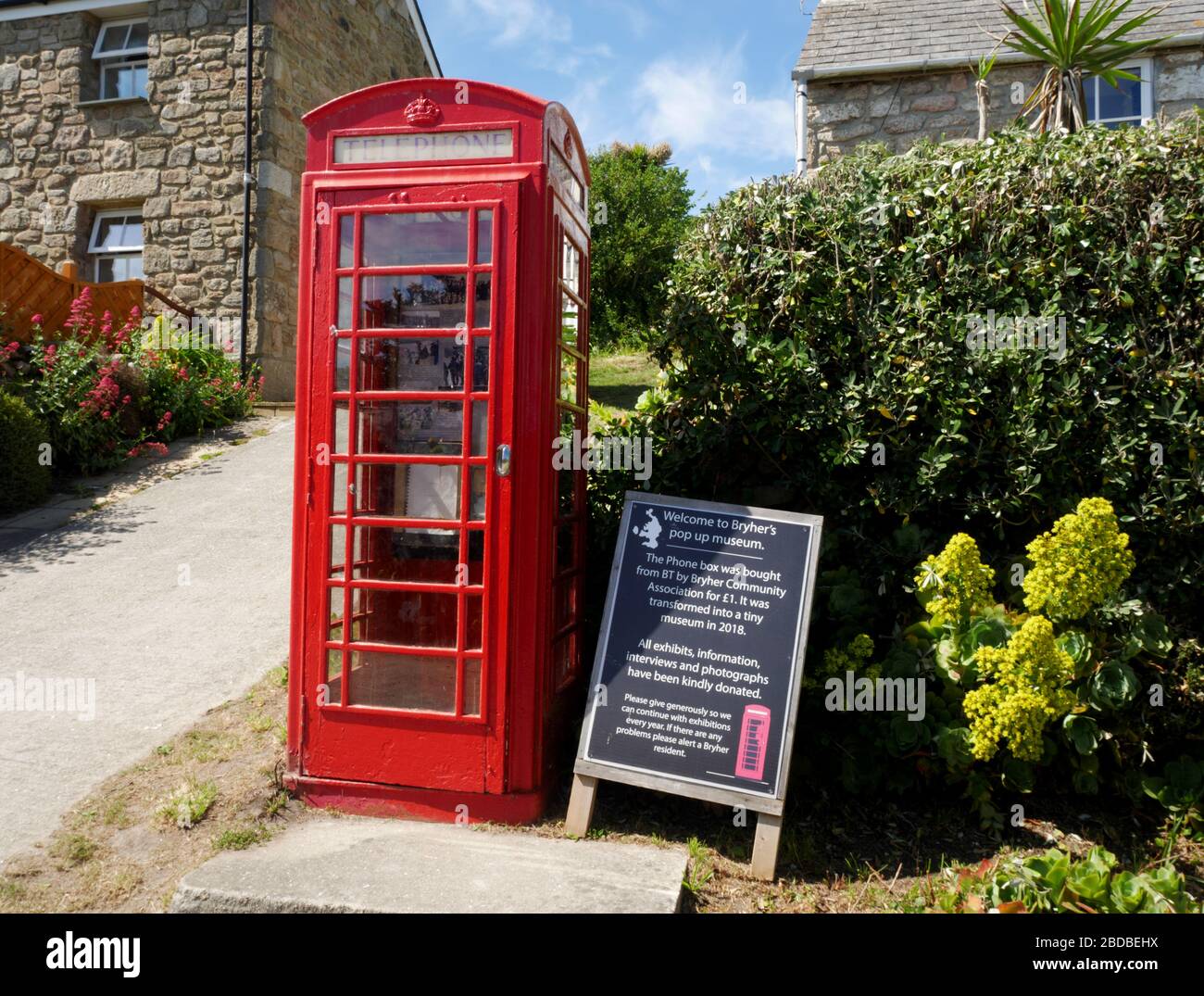 Phone box museum, Bryher, Isles of Scilly Stock Photo - Alamy