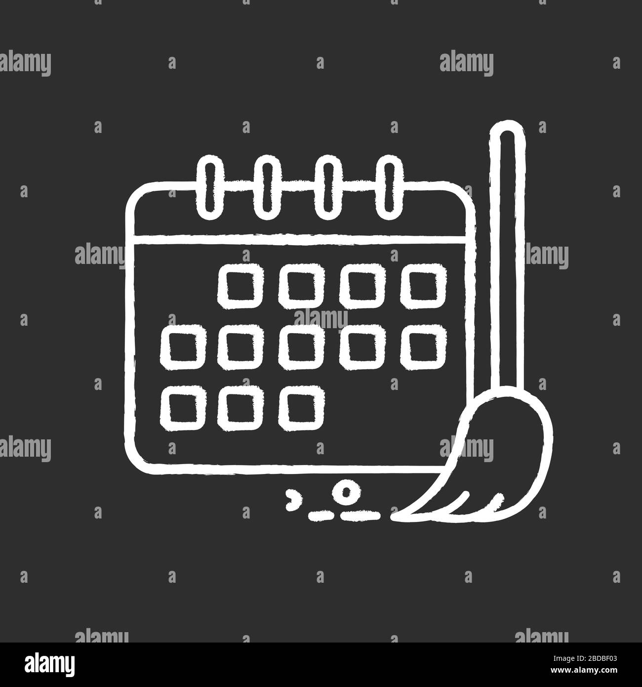 Cleaning schedule chalk white icon on black background. Household ...