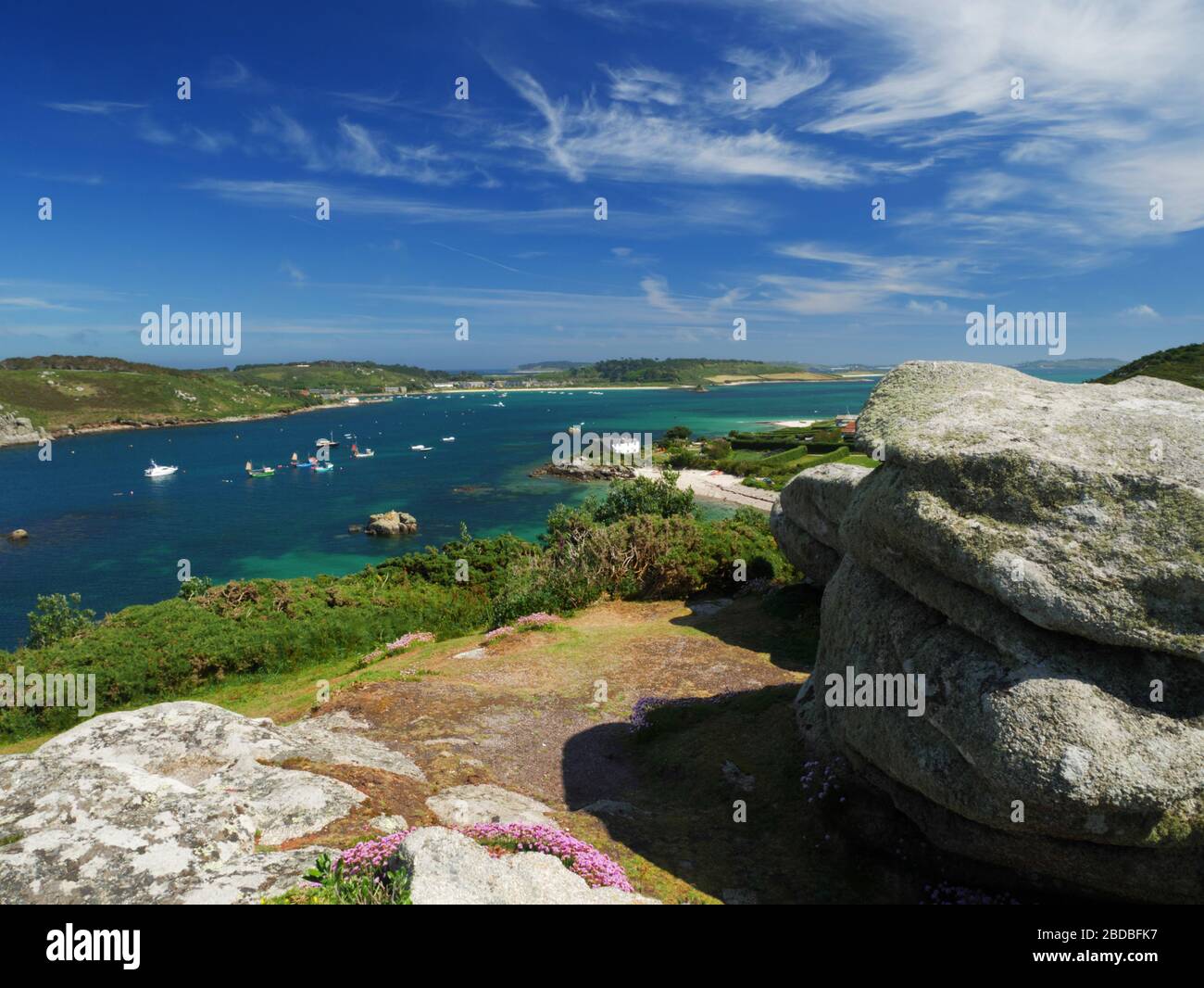 View of Tresco from Shipman Head Down, Bryher, Isles of Scilly Stock ...