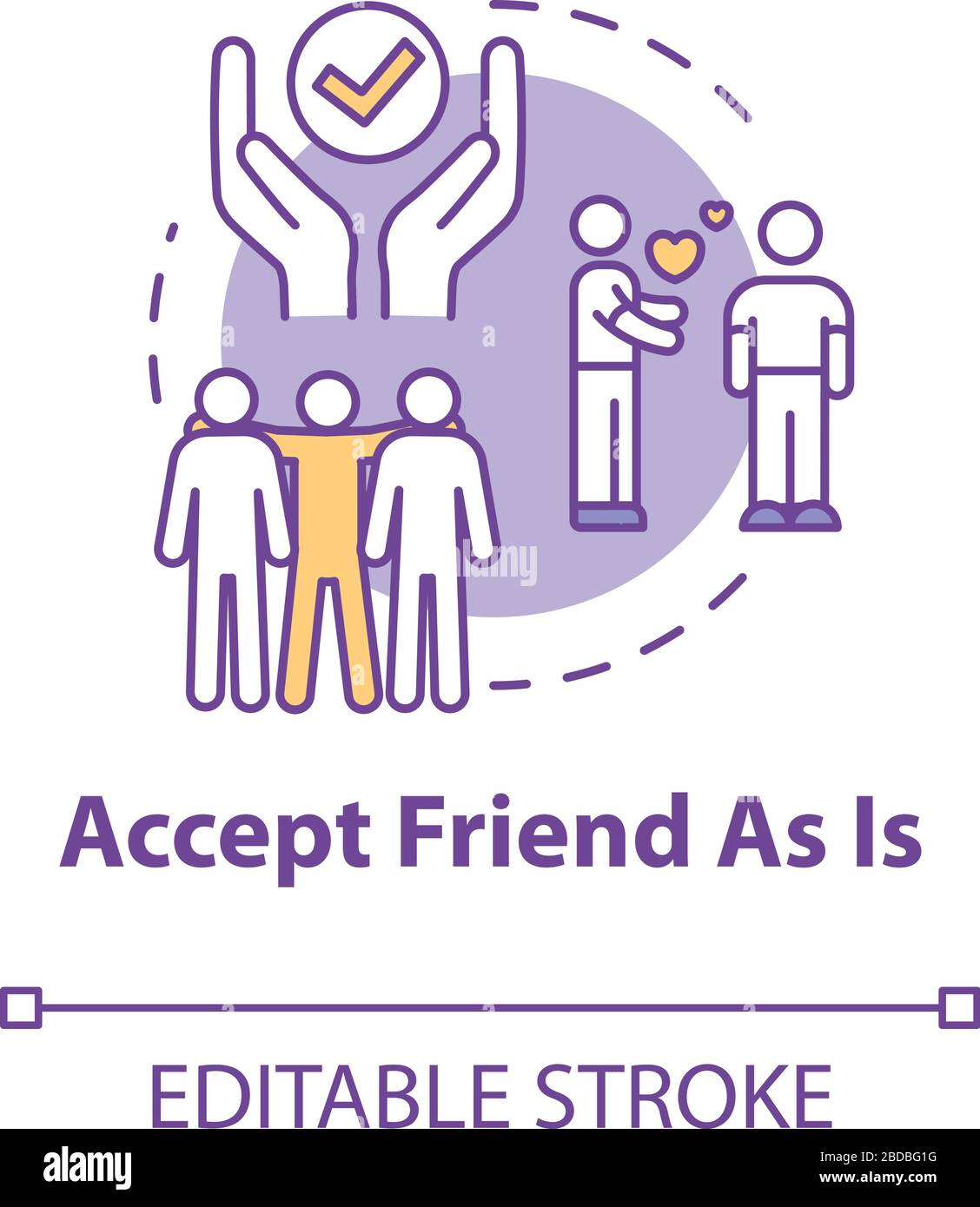 Accept friend as is concept icon. Understand and respect friends ...