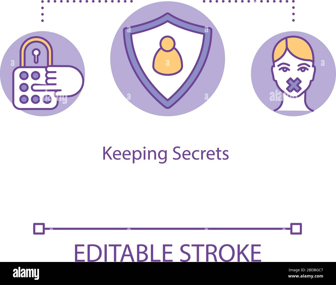 Keeping secrets concept icon. Loyalty moral value. Being reliable ...