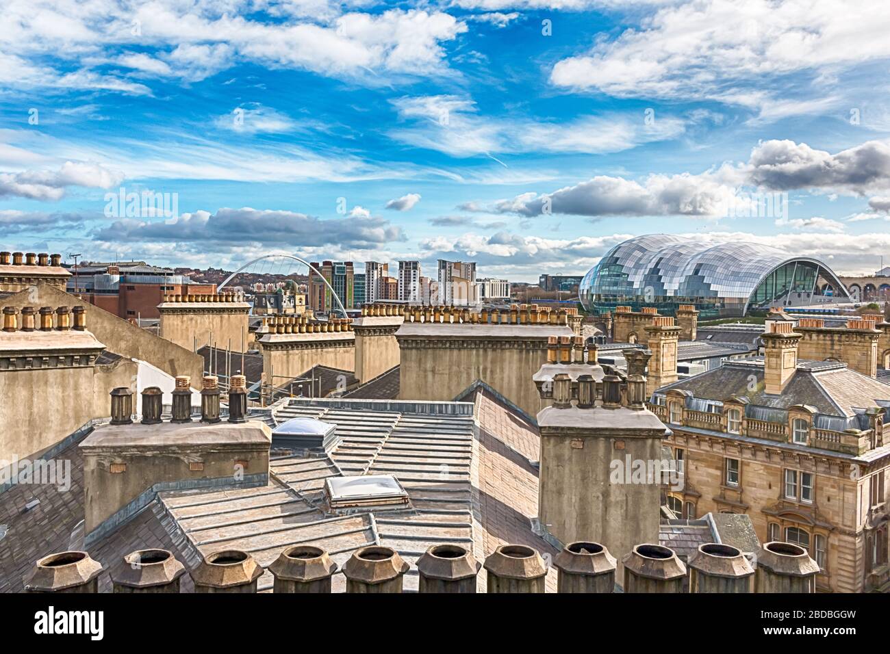 Cityscape of Newcastle upon Tyne, the most populous city in the North ...