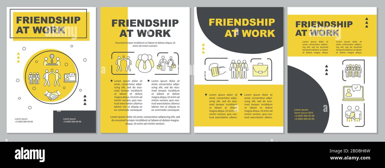Coworkers relationships brochure template. Working environment ...