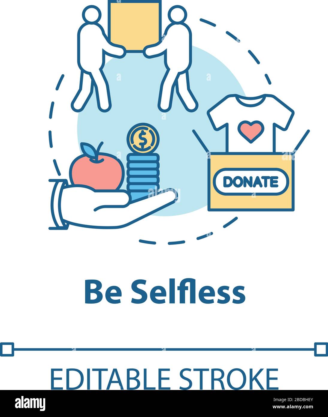 Be selfless concept icon. Clothes donation, social help and people ...