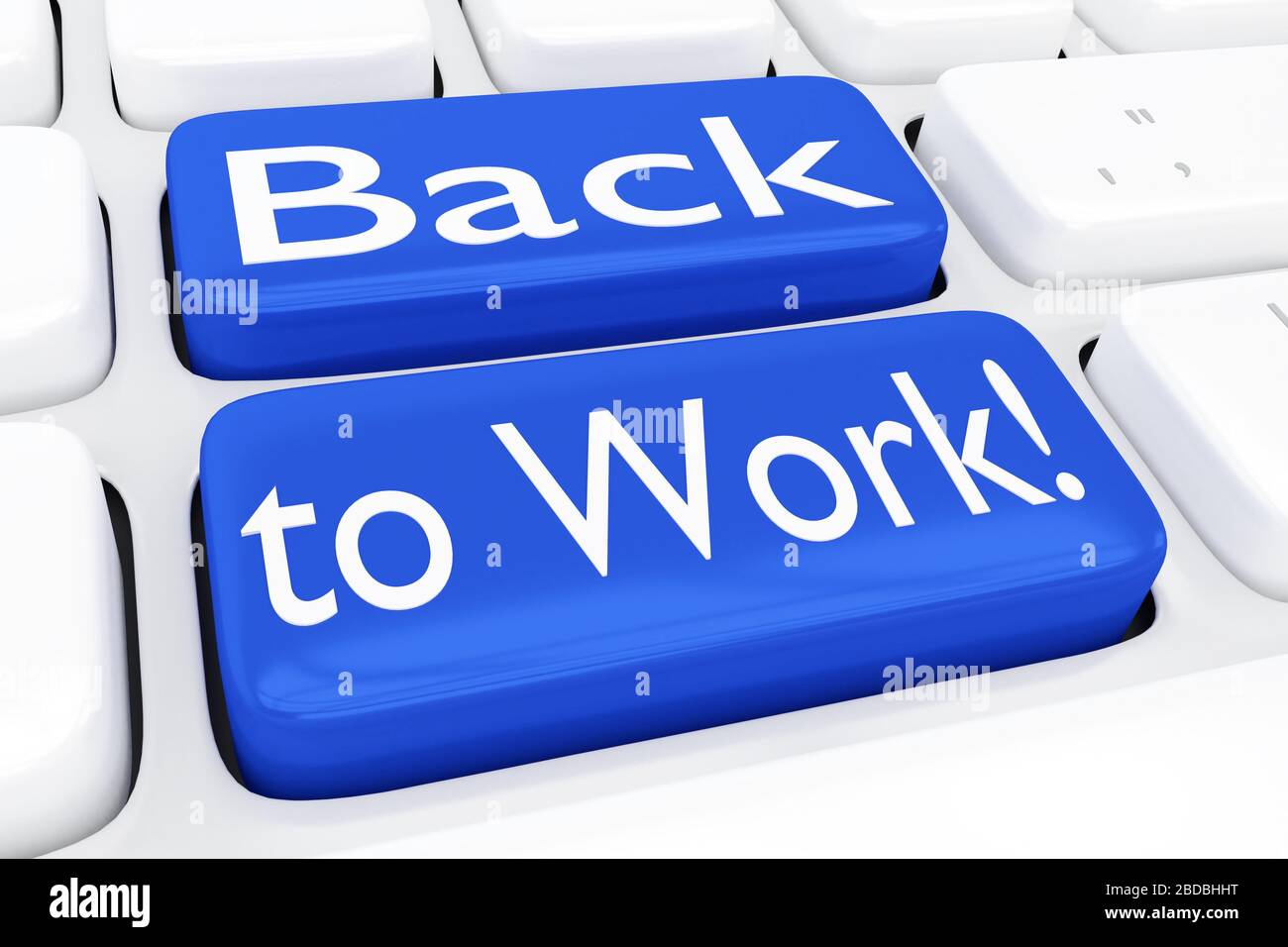 3d Illustration Of Computer Keyboard With The Script Back To Work On