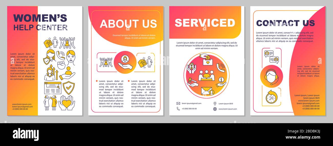 Women help center brochure template. Domestic violence victims support ...