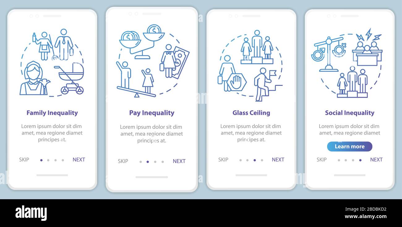 Gender discrimination onboarding mobile app page screen with concepts ...