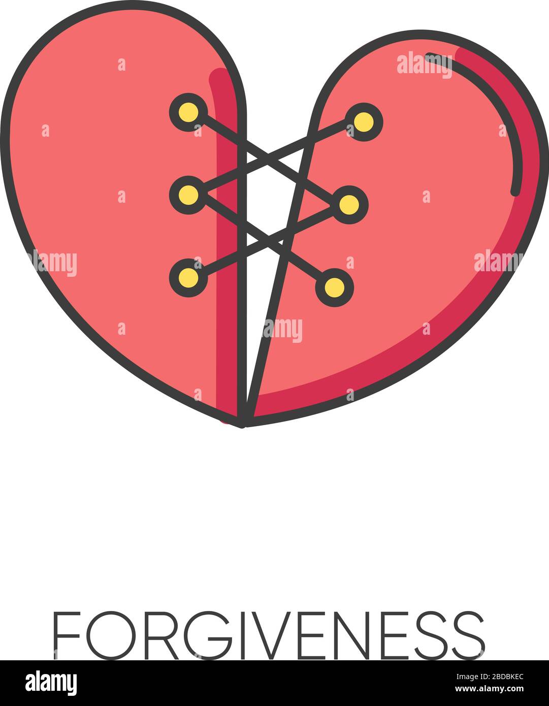 Forgiveness RGB color icon. Strong interpersonal connection, emotional ...